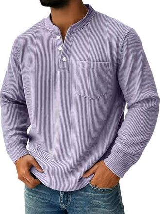 Generic Polo d&eacute;contract&eacute; et respirant pour homme, coupe classique, tunique basique boutonn&eacute;e, l&eacute;g&egrave;re et confortable, violet, 5XL