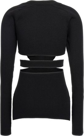 Nensi Dojaka Cut-Out Ribbed Viscose Sweater - Black