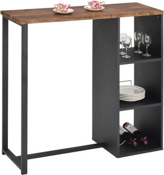 IDIMEX Bartisch PIAVA, schöner Stehtisch mit Regal, Moderne Küchentheke mit Metallgestell in schwarz, schöner Bartresen mit Flaschenhalterung, praktische Küc