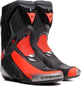 Dainese Bottes de moto Torque 4 Boots - Bottes de course, Noir/rouge/fluo, 47 EU