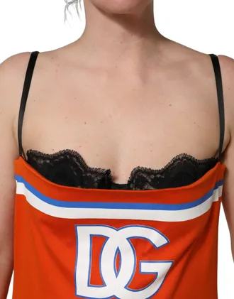 Dolce & Gabbana Womens Orange Cotton Superbowl Football Inspired Mini Dress Nylon Silk