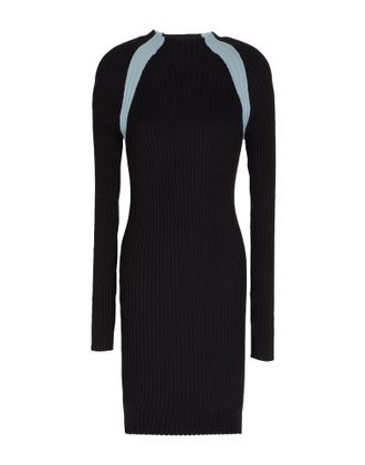8 by YOOX COLOR BLOCK RIB-KNIT L/SLEEVE MINI DRESS