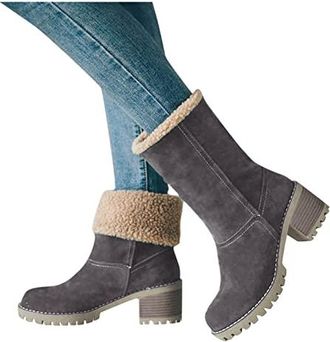 Generic Bottes dhiver pour femmes bottes de neige chaudes bottines chaudes bottes de cheville chaussures femme mi-mollet bottes en daim bottes hautes femmes m