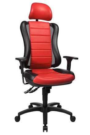 Topstar Topstar HE30PS101X Head Point RS P4, B&uuml;rostuhl, Schreibtischstuhl, inkl. h&ouml;henverstellbare Armlehnen, Kopfst&uuml;tze, Polsterung schwarz/rot