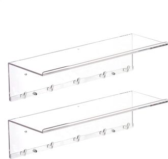 Generic Acrylregale - transparente Acryl-Schwimmregale - Wandregale bis 15 Zoll mit abnehmbaren Haken, Acryl-Steigrohr, durchsichtiger Schmuckst&auml;nder zum Auss