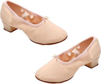 FOMIYES Chaussures de Danse Femme à Talon Bas Toile Souple Ballet Adulte Légères et Antidérapantes pour Entraînement et Gymnastique Modèle