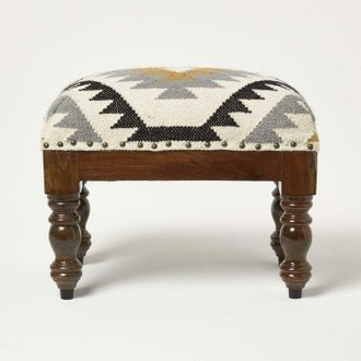Homescapes Kelim Hocker Agra 50 x 30 x 40 cm - Polsterhocker mit Kelim-Bezug - Homescapes