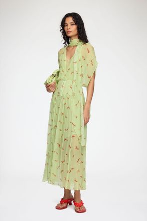 Ganni Robe en soie verte Seedling Laine bio - Taille 36 - Pour Femme