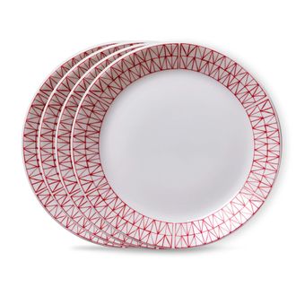 Corelle Corelle Everyday Expressions 4-teiliges Essteller-Set, langlebig und umweltfreundlich, 26,7 cm, höherer Rand, mikrowellen- und spülmaschinenfest, graf