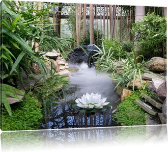 Pixxprint Zen Garten Japan, Größe: 100x70cm, Leinwandbild, fertig gespannt, Wandbild, Dekoration, Kunstdruck, kein Poster