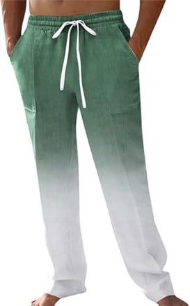 Generic Pantalon en lin pour homme - Coupe ajust&eacute;e - Pantalon d&eacute;t&eacute; l&eacute;ger et d&eacute;contract&eacute; - Pantalon de travail - Gris - Pantalon d&eacute;contract&eacute; en coton - Taille 