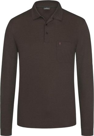 Ragman Soft Knit Langarm-Poloshirt mit Brusttasche und Logo-Stickerei in