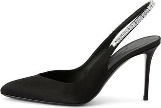 Generic Escarpins à Talons Hauts et Bride Arrière pour Femme, Chaussures de Luxe à Bout Pointu et Strass en Cristal à la Mode à Bout Fermé pour Bureau Fête Ma