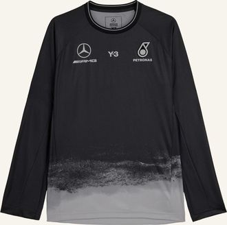 Yohji Yamamoto Y-3 Mercedes Mechanics Lang&auml;rmeliges Jersey schwarz