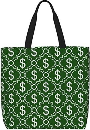 Generic Sac De Courses Motif De Signes Dollar Sac &Agrave; Bandouli&egrave;re En Toile R&eacute;utilisable Pliable Sacs En Toile, Pour Femmes, Burea, Voyage, Shopping
