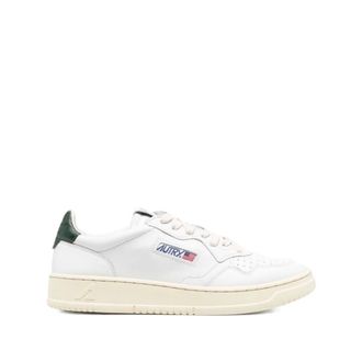 Autry Homme, Chaussures, Blanc, Taille: 40 EU Baskets en cuir blanc avec talon bleu