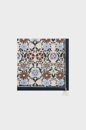 Gerard Darel Carr&eacute; imprim&eacute; &agrave; pompons en soie - DAHLIA - Marron