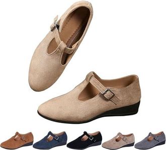 Generic Chaussures orthop&eacute;diques tendance pour femme avec semelle &eacute;paisse et bout pointu r&eacute;tro Mary Janes avec boucle de cheville, chaussures d&eacute;contract&eacute;es po