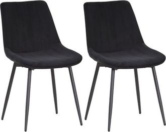 Albatros-Moebel BOSA Lot de 2 chaises de salle &agrave; manger, de cuisine, au look r&eacute;tro, ergonomiques et rembourr&eacute;es, avec housse en velours et pieds en m&eacute;tal, confortable