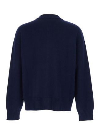 Ami Mens Cardigan Blue Cotton-Wool Tops Top