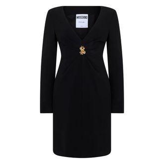 Moschino Robe de soir&eacute;e midi &agrave; d&eacute;collet&eacute; plongeant - Femme - Robes - Noir - Taille: 38 FR