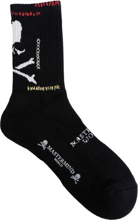 MASTERMIND WORLD Homme, Sous-v&ecirc;tements, Noir, Taille: M Mv Stitch Ribbed Knit Socks
