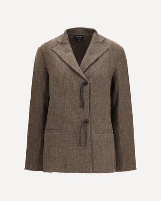 Giorgio Armani Wool jersey Jacket with leather tassels Female 46