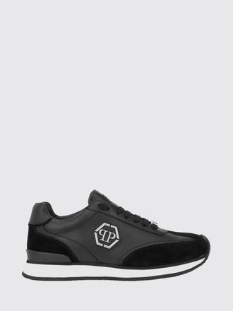 Philipp Plein Low-Top-Sneakers aus Leder und Veloursleder mit Hexagon-Logo und Monogramm