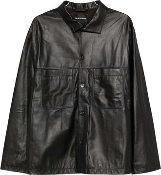 A|X Armani Exchange Manteau En Cuir - Marron