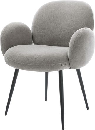 DELIFE Polsterstuhl Nube-Flex mit Armlehnen 4-Fuß konisch Schwarz Strukturstoff Soft Grau Taschenfederkern