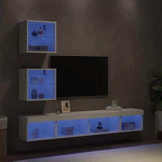 vidaXL Vidaxl - 5-tlg. Wohnwand mit LED-Beleuchtung Wei&szlig; Holzwerkstoff
