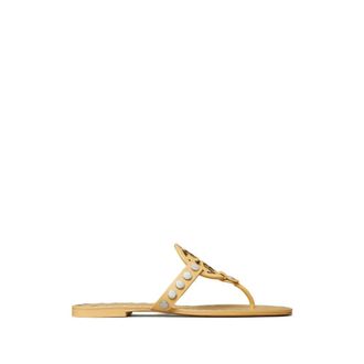 Tory Burch Beige Flache Sandalen mit Laser-Cut Detail - - Shoes - Damen - Beige - 40 EU