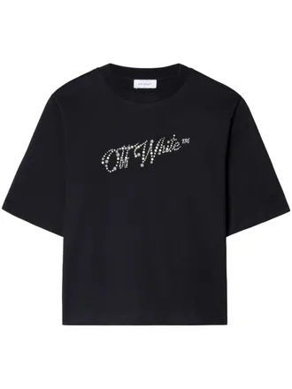 Off-white t-shirt à logo strassé - Noir