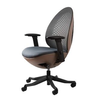 Selsey Egg - Schreibtischstuhl verstellbare Armlehnen Wippfunktion Stoffbezug (Braun/Grau)