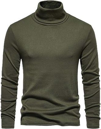 Generic Pull à col roulé pour homme - Pull en tricot à manches longues - Pull en tricot doux et chaud pour lautomne et lhiver - Pull confortable à col polo, a