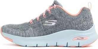 Skechers Baskets Confortables pour Femme Arch Fit, Bordure Rose en Tricot Gris, 3.5 UK