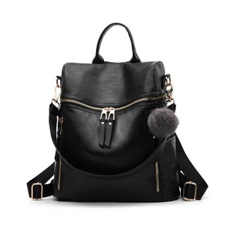 Nicole & Doris Rucksack Damen Gro&szlig; Rucksackhandtaschen Daypacks Designer Rucksack PU Leder Wasserdicht Anti Diebstahl Schulrucksack f&uuml;r L&auml;ssig Schule Travel Schwarz