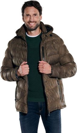 Engbers Lederjacke engbers Herren Lederjacke mit Kapuze, Dunkelbraun