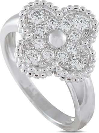 Van Cleef & Arpels 18kt Alhambra Weißgoldring mit Diamant - Silber