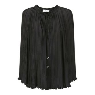 Lanvin Femme, Blouses et Chemises, Noir, Taille: 38 FR Blouse plissée à manches longues