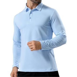 Generic Polo de golf &agrave; manches longues pour homme - Haut athl&eacute;tique - &Eacute;vacuation de lhumidit&eacute; - V&ecirc;tements de travail en plein air - Chemises d&eacute;contract&eacute;es &agrave; c