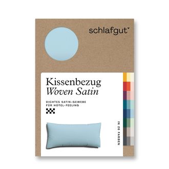 Schlafgut Woven Satin Kissenbezug 40 x 80 cm Blue Light Uni in Premium Hotelqualität, Kopfkissenbezug einzeln mit 100% weicher Baumwolle