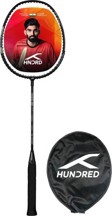 Hundred Powertek 200 PRO Badminton Racquet with Head Cover| Strung | Material: Aluminium | For Intermediate Players | Weight: 95 grams | Maximum String Tensio