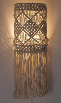 Guru Shop Wandlampe/Wandleuchte, in Bali Handgefertigt aus Makramee - Modell Suleila, 60x20x12 cm