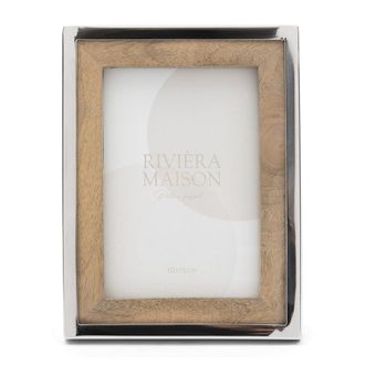 Riviera Maison Bilderrahmen Silber, Rechteck, Fotorahmen, stehend - RM Wood Structure Photo Frame 15x10 - Holz