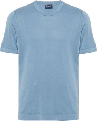 Drumohr Homme, Pulls, Bleu, Taille: L Stone Wash Cotton T-shirt