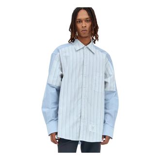 Thom Browne Chemise Ray&eacute;e Oversize - Homme - Chemises - Bleu - Taille: XL