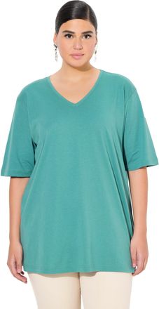 Ulla Popken Damen große Größen Übergrößen Plus Size T-Shirt, V-Ausschnitt, Relaxed, Halbarm