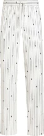 Dolce & Gabbana Gestreifte Hose mit Logo-Print - Wei&szlig;