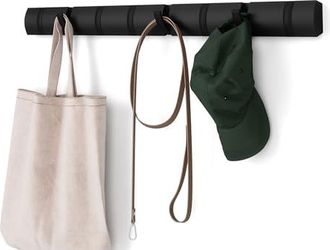 Umbra Flip 8 Garderobenhaken - Moderne, Schlichte und Platzsparende Garderobenleiste mit 8 Beweglichen Haken für Jacken, Mäntel, Schals, Handtaschen und Meh